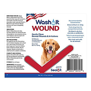 Wash-It Wound Wash for Dogs | Pet Wound Care for Dogs with Hypochlorous Acid to Clean Wounds, Cuts, Burns & Irritation & Prevents Infection | US-Made Dog Wound Care & Safe for All Animals (4oz)