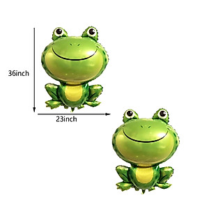 6PCS Frog Foil Balloons with18inch Star Mylar Balloons for Kids Animal Frog Reptile Themed Party Children Birthday Party Baby Shower Party Decorations