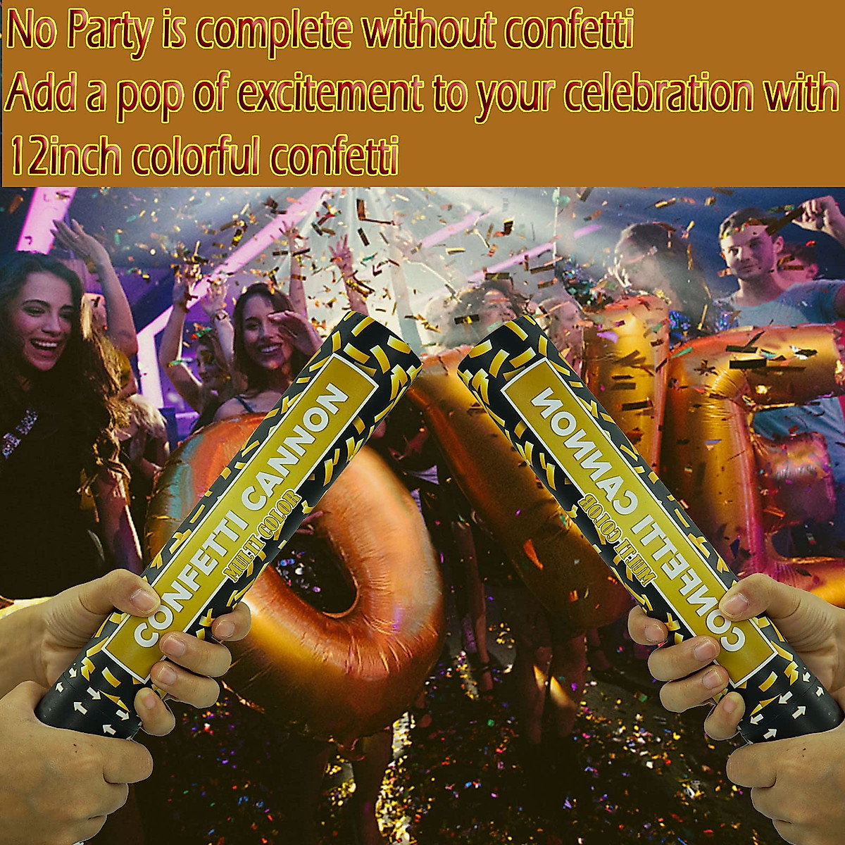 Confetti Cannon Gold Party Poppers - 6 Pack 12 Inch Confetti Poppers for Wedding Celebration Birthday Party Celebration Baby Shower Decorations Christmas New Year Graduation
