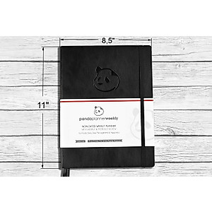 Panda Planner Undated Weekly Planner - 12 Month Organization - Productivity & Happiness - Journal - Daily Gratitude - Bonus Monthly Agenda - Black - Softcover