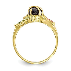 Marquise Onyx Wrap Ring, 10k Yellow Gold, 12k Green and Rose Black Hills Gold Size 10.5