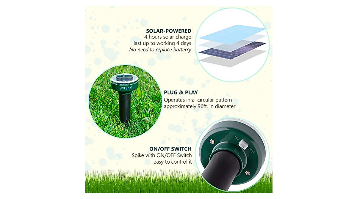 Gopher Repellent Ultrasonic Solar Powered - Safe & Effective