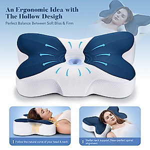 Cervical Pillows for Neck Pain Relief - Adjustable Orthopedic Side Sleeping Pillow, Memory Foam Pillows for Neck and Shoulder Support, Ergonomic Contour Side Back Stomach Sleeper Bed Pillow for Adult