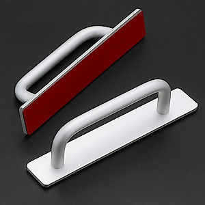 2 Pack Adhesive Handles Self Stick Instant Cabinet Handles 5.83" Stick on Cabinet Handles Drawer Push Pull Handles Helper Sliding Screen Door Handles for Sliding Closet Window Wardrobe - Silver