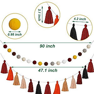 4 Pieces Christmas Cotton Tassel Garland Pom Pom Ball Banner Decorative Hanging Banner for Home Decoration Wedding Birthday Baby Shower Party Supplies