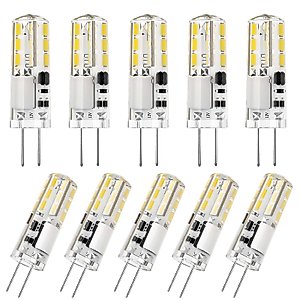 DiCUNO G4 LED Bulbs 12V 1.2W T3 10W Halogen Bulbs Replacement, JC Type G4 Bi-Pin Base Light Bulbs Non-dimmable, Daylight White 6000K, 120 LM for Landscape, Under Cabinet/Counter, RV Lighting, 10PCS