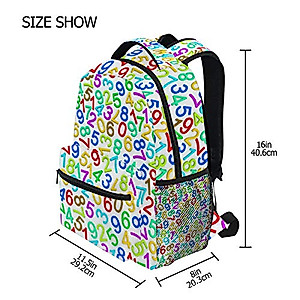 Colorful Numbers School Backpack Travel Rucksack Book Bag Laptop Backpack