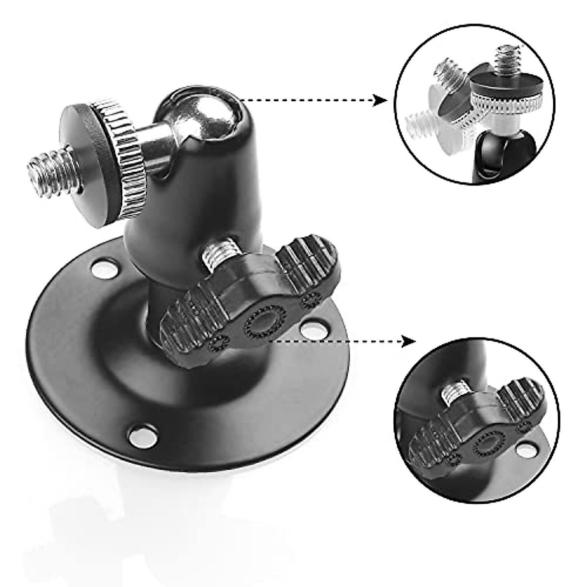 Camera Bracket Mount 3 Pcs Security Wall Mount for Oculus Sensor Arlo, Arlo Pro,Metal Security Camera Bracket Outdoor Indoor Oculus Rift Mount Bracket 360° Rotation 1/4" Screw Camera Wall Mounts CCTV