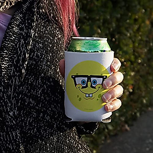 SpongeBob Nerd Face Can Cooler - Drink Sleeve Hugger Collapsible Insulator - Beverage Insulated Holder