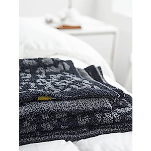 Adory Sweety Fleece Knit Throw Blanket Double-Sided Leopard Lightweight Cozy Microfiber Super Soft Thick Plush Fluffy Yarn Sofa Bed 51x71 Inches Black