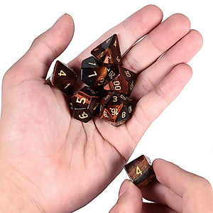 mookaitedecor 7 PCS Red Tiger's Eye Crystal Polyhedral DND Dice Set, Polished Tumbled Stones Dices for RPG MTG Table Games Home Decoration
