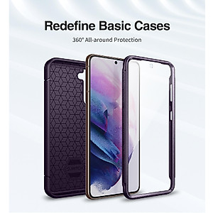 SURITCH for Samsung Galaxy S21 Case 6.2 Inch (Only), (2 Front Frames) Full-Body Heavy Duty Rugged Shockproof Phone Cover with Built-in Screen Protector, Dark Purple