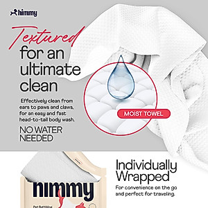 Himmy Large Pet Wipes for Dogs and Cats - 12" x 18" Bath Wipes for Cleaning, Deodorizing, Conditioning, Anti-Itch Grooming, Wet Dog Wipes for Paws, Butt, Ear, Eye, Whole Body Fresh Lemon