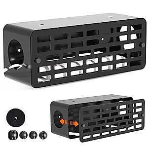 Under Desk Cable Management Box, Cinati Cable Management Box Wall Mounted, Metal Cord Organizer for Desk to Conceal Power Strips & Wire, Desk Cable Management Tray Cord Hider Box for Office, Home