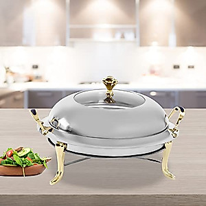 3L/3.17QT Buffet Servers and Warmers, Stainless Steel Circular Chafing Dish Buffet Set with Lid & Chafing Fuel Holder, Catering Buffet Food Warmer for Home Hotels, Buffets, Restaurants