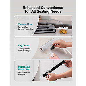 HiCOZY Vacuum Sealer, Full Automatic Vacuum Sealer Machine for Food, Handle Locked Design, Build-in Cutter, Compact Design Food Sealer With All Starter Kits, 5 Modes and 5-Year Quality Commitment