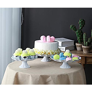 VILAVITA Cake Stands 3-Set Round Cupcake Stands Metal Dessert Display Cake Stand, White