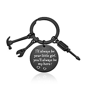 Personalized Master Dad keychain Father's Day Gift Keychain Your Little Girl My hero Custom Photo Picture Keychain for Men Dad Birthday Memorial Gift