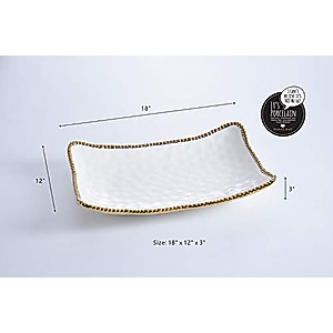 Pampa Bay Porcelain Rectangular Serving Platter Tray (Gold)
