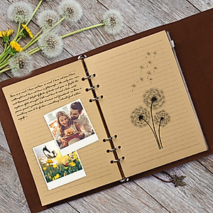 OMEYA Leather Journal Notebook, Refillable Writing Journal Diary Planner for Women Girls (Pink, A5-9.3''×6.3'')