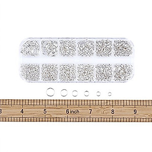 Pandahall 4-10mm Brass Open Jump Rings Connectors Silver Plated Unsoldered Nickel Free for Craft Earring Necklace Bracelet Jewelry Making (50g/Box)