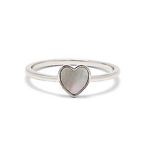Pura Vida Silver Heart of Pearl Ring - Mother of Pearl, Brass Base Band - Size 7
