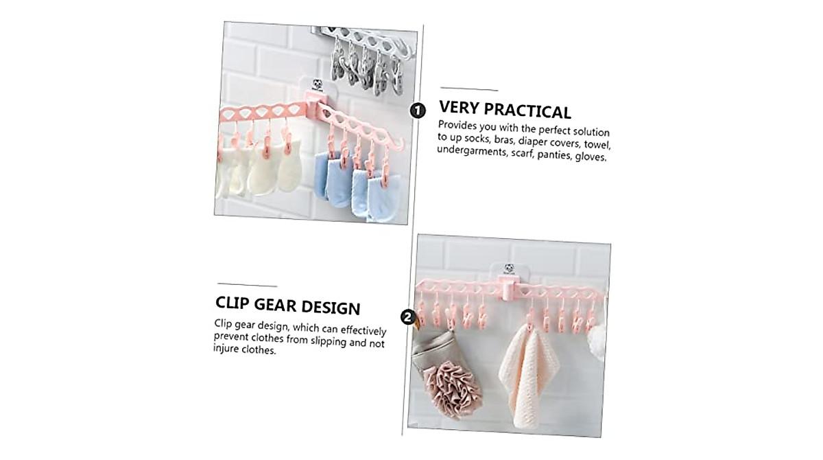 Collapsible Pink Drying Clip Clothes Rack for Space Saving