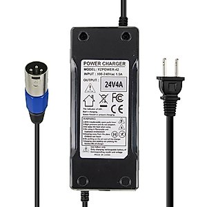 Abakoo 24V 4A Battery Charger for Jazzy,Go-Go Pride Ezip 400 500 650 750 900 Mountain Trailz IZIP I25 IZIP I300 IZIP I350 IZIP I500 Mpv5 Mpv4 Pronto m41