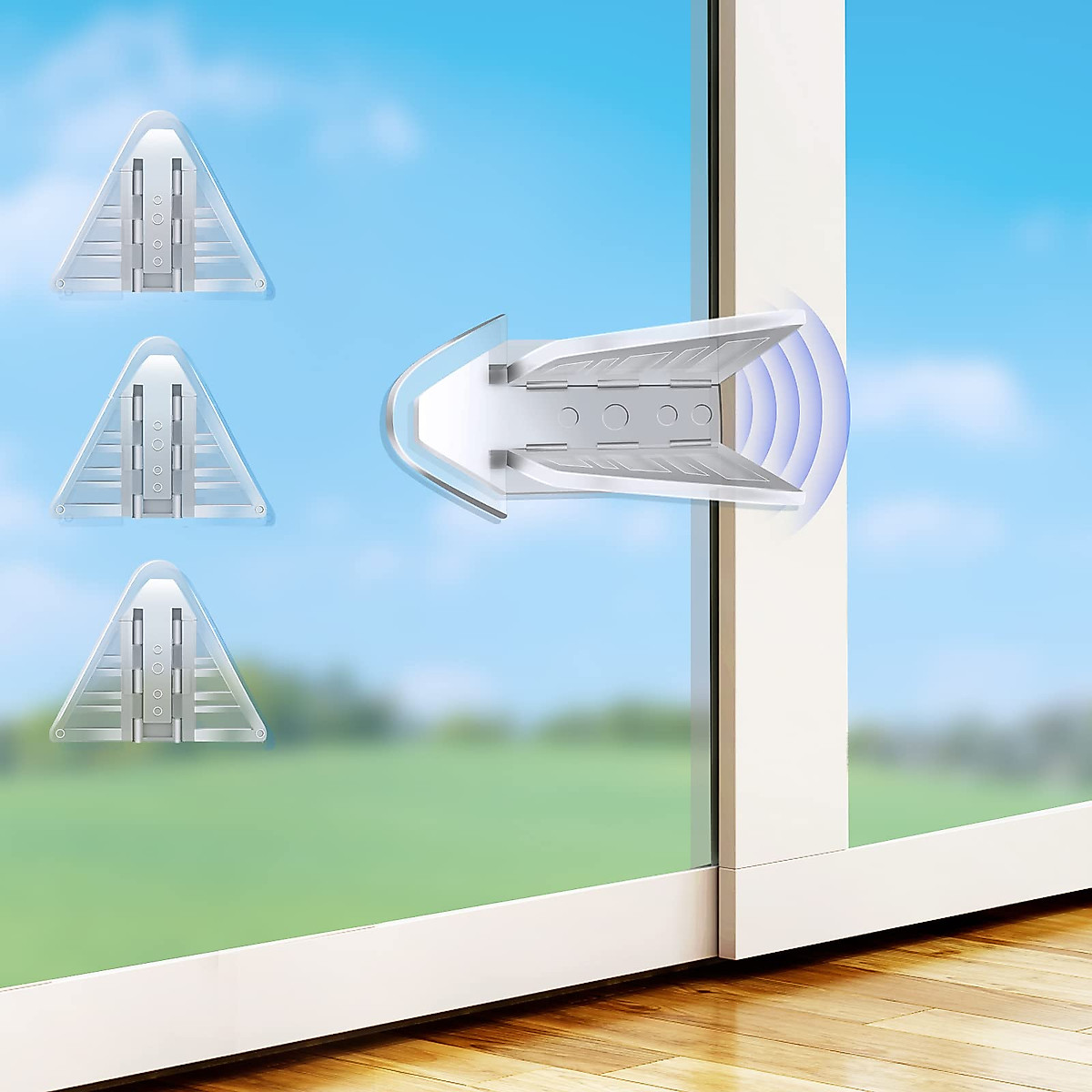 Sliding Door Lock for Kids Safety: 2 Pack Window Locks Child Proof Slide Glass Door Locks, Baby Proofing Closet Cabinet Patio Security Bar, No Drill Toddler Childproof Slider Door Window Stop