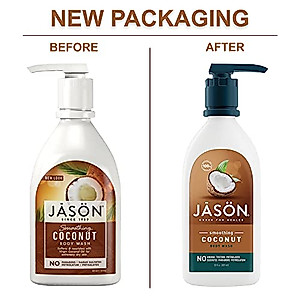 JASON Natural Body Wash & Shower Gel, Smoothing Coconut, 30 Oz, Red