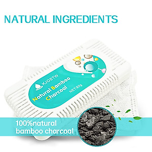 KJOSTW Fridge Deodorizer (2 Pack) - More Effective Than baking soda for fridge and freezer - Natural and Unscented Activated Charcoal Refrigerator Deodorizer - Fridge Odor Eliminator for Freezers