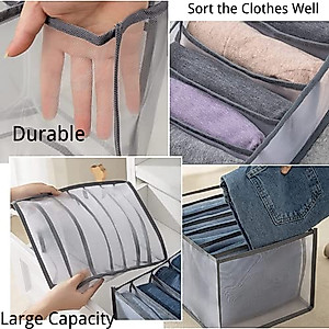 Wardrobe Clothes Orgnizer for Jeans T-Shirt Washable Foldable 7 Grids Mesh Strorage Legging Drawer Ogrizer for Underwear, Socks, Scarves, Leggings, Skirts(36*25*20cm)