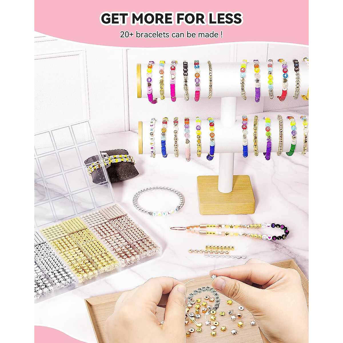 ARTDOT Gold Beads for Jewelry Bracelets Making, 1740 PCS 8 Styles Spacer Beads Kit (Gold, Sliver, Rose Gold)