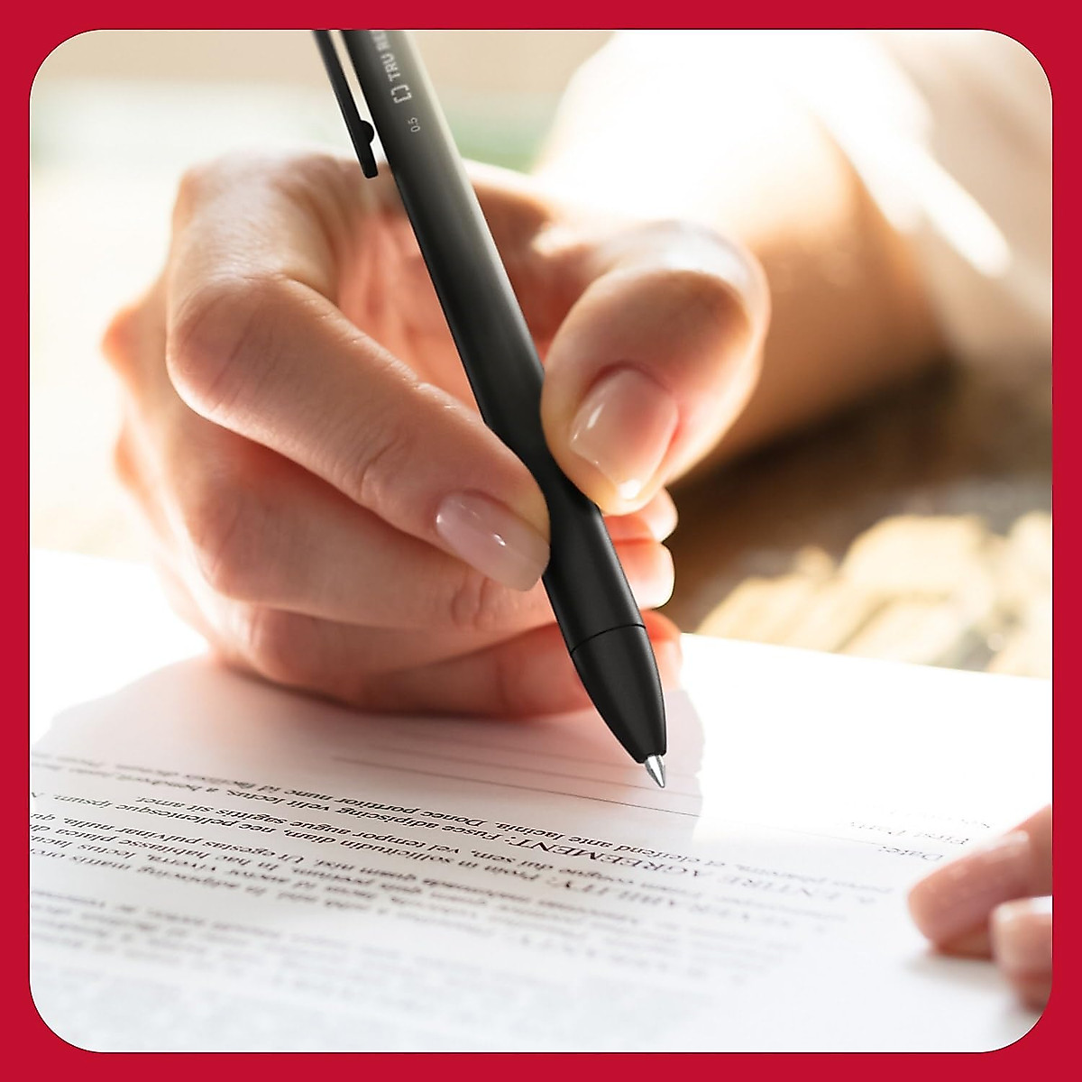 Tru Red Retractable Quick Dry Gel Pens Fine Point 0.5Mm Blk Dozen