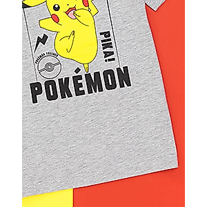 Pokemon T-Shirt for Boys | Kids Girls Pikachu Grey Character Top | r Clothing Merchandise 9-10 Years