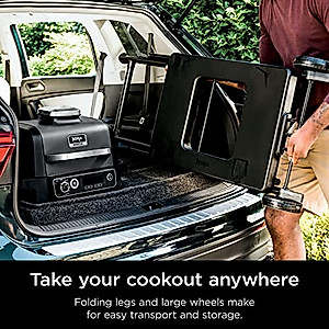 Ninja XSKSTAND Woodfire Collapsible Outdoor Grill Stand, Compatible with Ninja Woodfire Grills (OG700 Series), Foldable, Side Utensil Holder, Weather-Resistant, Black