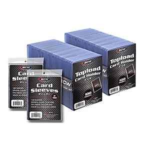 BCW 200 Card Sleeves + 200 Top Loaders for Cards Baseball Card Protectors Penny Sleeves + Toploaders (200)