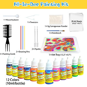 Water Marbling Paint Drawing Kit for Kids 8-12, Arts & Crafts for Girls & Boys Ages 4-8, Ideal Easter Birthday Gifts Christmas Toys for Girls & Boys Ages 4 5 6 7 8 9 10 11 12 Year Old (12 Colors)