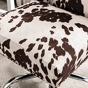 LAZREAL Home Office Desk Chair with Wheels, Modern Rolling Task Chair for Bedroom/Computer/Studing/Small Spaces, Teen Girls Comfy Fabric Armless Desk Chair, Cow