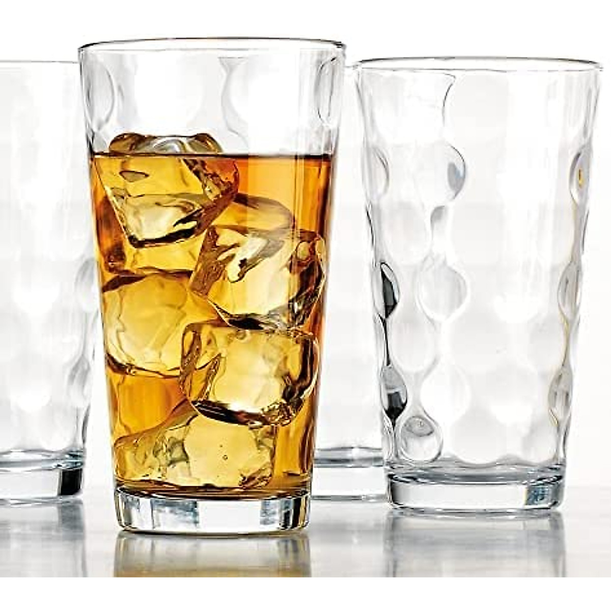 Glaver's Drinking Glasses Set of 4 Highball Glass Cups Bar Glasses for Cocktails, Juice, Water, Iced Tea, and Beverages. Circle Designed - Dishwasher Safe. (Large)