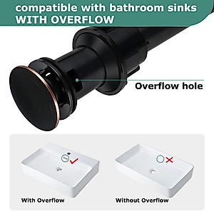 PARLOS Push & Seal Pop Up Drain Assembly Stopper for Bathroom Sink with Overflow Oil Rubbed Bronze, 20716