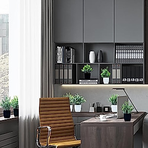 Fake Plants Mini Potted Artificial Plants, set of 8 Pack fake Plastic Eucalyptus Houseplants Greenery in Pot, Small Faux Plants Decor for Bathroom Home Office Farmhouse Desk Shelf(white,black)