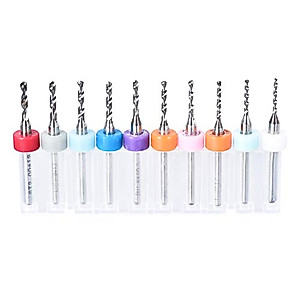 uxcell PCB Drill Bits 1.1mm-2.0mm Tungsten Carbide Rotary Tool Jewelry CNC Engraving Print Circuit Board Micro Drill Bits 1/8 Inch Shank 1 Set (10 Pcs)