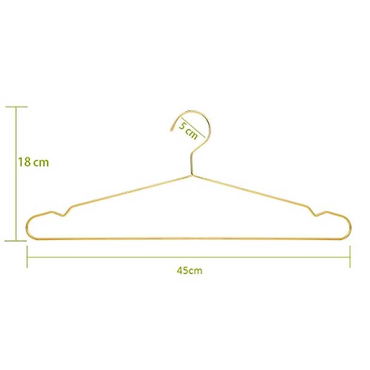 Jetdio 17.7" Strong Metal Wire Hangers Clothes Hangers, Coat Hanger, Standard Suit Hangers, Ideal for Everyday Use, 30 Pack, Gold
