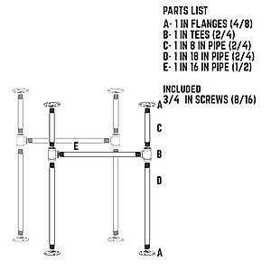 PIPE DECOR Desk Leg Set, Classic H Design for Desks or Tables, Authentic Industrial Pipe, 28.75-in H x 21.5-in W, 1-inch Diameter Pipe, 2-Pk