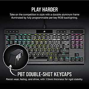 CORSAIR K70 RGB Tenkeyless Mechanical Gaming Keyboard - CHERRY MX SPEED Switches, Aluminum Frame, Per-Key RGB Backlighting, Detachable USB-C Cable