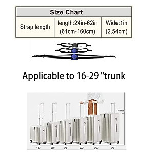 Luggage Straps Bag Bungees for Add a Bag Easy to Travel Suitcase Elastic Strap Belt， High Elastic Suitcase Adjustable Belt Bag Bungees with Buckles (Black/Black)