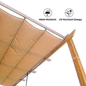 Domi 9’x13' Outdoor Retractable Pergola Against The Wall with Sun Shade Canopy, Pergolas and Gazebos Clearance, Patio Metal Canopy for Deck, Garden, Backyard(Wood-Looking)