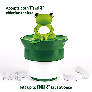 MKLZ Chlorine Floater,Floating Chlorine Dispenser for Pools,Fits 1 and 3 Inch Tablets for Large and Small Pools,Forg Tablet Dispenser Chlorine Basket