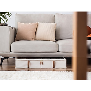 StorageWorks Under Bed Shoe Storage Organizer, Underbed Shoes Container with Adjustable Dividers, Shoe Storage Basket with Cover, Beige, 2-Pack, Space-Saving Shoe Box Fits up to 24 Pairs